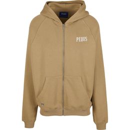PEQUS Sweatjacke Herren Gr&ouml;&szlig;e M khaki / wei&szlig;