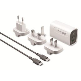 GP USB Steckerlader 65W GaN inkl. 3 L&auml;nderadapter, USB-A/2x USB-C