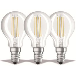 Osram LED-Lampe BASE CLASSIC P, E14, EEK: E, 4 W, 470 lm, 2700 K, 3 St&uuml;ck