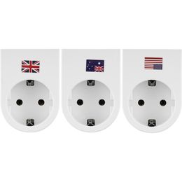 REV Reisestecker-Set Traveler, 3-teilig, UK, USA, AUS und CN, wei&szlig;