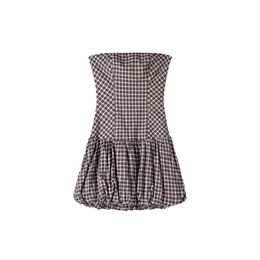 Bershka Kleid Damen Größe 36 nachtblau / braun / rostbraun / hellbraun / offwhite Winterkleid