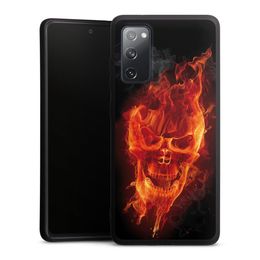 DeinDesign Galaxy S20 FE Handy Premium Silikon H&uuml;lle Handyh&uuml;lle schwarz Case Fire Skull Totenkopf Silikon Premium Case