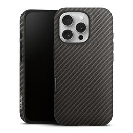 DeinDesign iPhone 16 Pro Handy Panzer Handyh&uuml;lle robuste Outdoor H&uuml;lle Schutzh&uuml;lle gl&auml;nzend Carbon Metallic Look Muster Tough Case