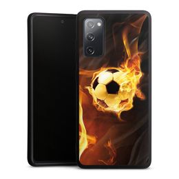DeinDesign Galaxy S20 FE 5G Handy Premium Silikon H&uuml;lle Handyh&uuml;lle schwarz Case Ball Fire Soccer Silikon Premium Case