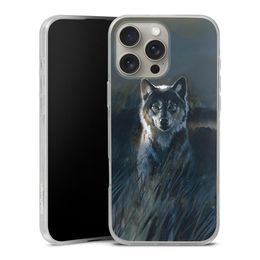DeinDesign iPhone 16 Pro Max Handy Silikon H&uuml;lle Case transparent Handyh&uuml;lle Wolf Painting Nature Silikon Case