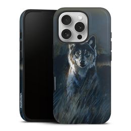 DeinDesign iPhone 16 Pro Handy Panzer Handyh&uuml;lle robuste Outdoor H&uuml;lle Schutzh&uuml;lle gl&auml;nzend Wolf Painting Nature Tough Case