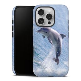 DeinDesign iPhone 16 Pro Handy Panzer Handyh&uuml;lle robuste Outdoor H&uuml;lle Schutzh&uuml;lle gl&auml;nzend Wale Ocean Dolphin Tough Case