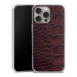 DeinDesign iPhone 16 Pro Max Handy Silikon H&uuml;lle Case transparent Handyh&uuml;lle Leather Crocodile Animal Print Silikon Case