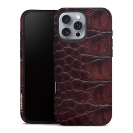 DeinDesign iPhone 16 Pro Max Handy Panzer Handyh&uuml;lle robuste Outdoor H&uuml;lle Schutzh&uuml;lle matt Leather Crocodile Animal Print Tough Case
