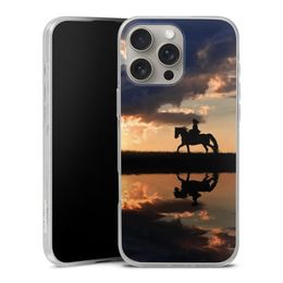 DeinDesign iPhone 16 Pro Max Handy Silikon H&uuml;lle Case transparent Handyh&uuml;lle Sunset Horseback Riding Horse Silikon Case