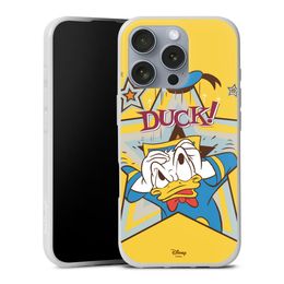 DeinDesign iPhone 16 Pro Handy Silikon H&uuml;lle Case wei&szlig; Handyh&uuml;lle Donald Duck Disney Official Licensed Product Silikon Case