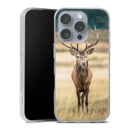 DeinDesign iPhone 16 Pro Handy Silikon H&uuml;lle Case transparent Handyh&uuml;lle Forrest Deer Meadow Silikon Case