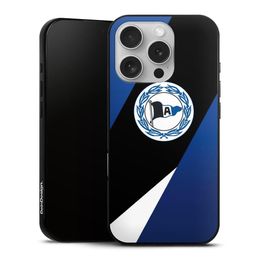 DeinDesign iPhone 16 Pro Handy Slim Case extra d&uuml;nn Silikon Handyh&uuml;lle schwarz H&uuml;lle Official Licensed Product Dsc Arminia Bielefeld Silikon Slim Case