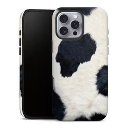 DeinDesign iPhone 16 Pro Max Handy Panzer Handyh&uuml;lle robuste Outdoor H&uuml;lle Schutzh&uuml;lle gl&auml;nzend Animal Look Animal Print Cow Skin Tough Case