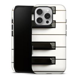 DeinDesign iPhone 16 Pro Handy Panzer Handyh&uuml;lle robuste Outdoor H&uuml;lle Schutzh&uuml;lle gl&auml;nzend Klavier Music Piano Tough Case