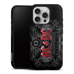 DeinDesign iPhone 16 Pro Handy Panzer Handyh&uuml;lle robuste Outdoor H&uuml;lle Schutzh&uuml;lle gl&auml;nzend Merchandise Black Ice Acdc Tough Case