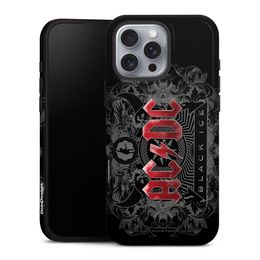 DeinDesign iPhone 16 Pro Max Handy Panzer Handyh&uuml;lle robuste Outdoor H&uuml;lle Schutzh&uuml;lle gl&auml;nzend Merchandise Black Ice Acdc Tough Case