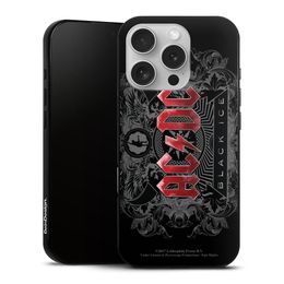 DeinDesign iPhone 16 Pro Handy Slim Case extra d&uuml;nn Silikon Handyh&uuml;lle schwarz H&uuml;lle Merchandise Black Ice Acdc Silikon Slim Case