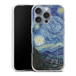 DeinDesign iPhone 16 Pro Handy Silikon H&uuml;lle Case wei&szlig; Handyh&uuml;lle The Starry Night Kunst Silikon Case