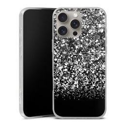 DeinDesign iPhone 16 Pro Max Handy Silikon H&uuml;lle Case transparent Handyh&uuml;lle Muster Snowflake Glitzer Silikon Case