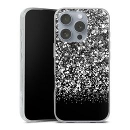 DeinDesign iPhone 16 Pro Handy Silikon H&uuml;lle Case transparent Handyh&uuml;lle Muster Snowflake Glitzer Silikon Case