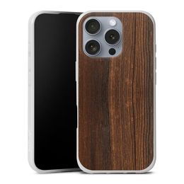 DeinDesign iPhone 16 Pro Handy Silikon H&uuml;lle Case wei&szlig; Handyh&uuml;lle Wood Nut Tree Wooden Look Silikon Case