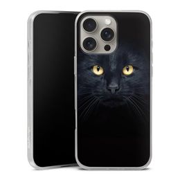DeinDesign iPhone 16 Pro Max Handy Silikon H&uuml;lle Case transparent Handyh&uuml;lle Eye Cat Black Silikon Case