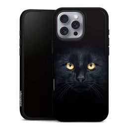 DeinDesign iPhone 16 Pro Max Handy Panzer Handyh&uuml;lle robuste Outdoor H&uuml;lle Schutzh&uuml;lle gl&auml;nzend Eye Cat Black Tough Case