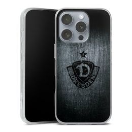DeinDesign iPhone 16 Pro Handy Silikon H&uuml;lle Case transparent Handyh&uuml;lle Sg Dynamo Dresden Official Licensed Product Vintage Silikon Case