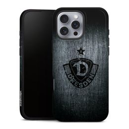 DeinDesign iPhone 16 Pro Max Handy Panzer Handyh&uuml;lle robuste Outdoor H&uuml;lle Schutzh&uuml;lle gl&auml;nzend Sg Dynamo Dresden Official Licensed Product Vintage Tough Case