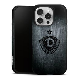 DeinDesign iPhone 16 Pro Handy Panzer Handyh&uuml;lle robuste Outdoor H&uuml;lle Schutzh&uuml;lle gl&auml;nzend Sg Dynamo Dresden Official Licensed Product Vintage Tough Case