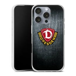 DeinDesign iPhone 16 Pro Handy Silikon H&uuml;lle Case wei&szlig; Handyh&uuml;lle Sgd Official Licensed Product Sg Dynamo Dresden Silikon Case