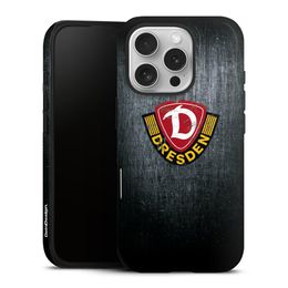 DeinDesign iPhone 16 Pro Handy Panzer Handyh&uuml;lle robuste Outdoor H&uuml;lle Schutzh&uuml;lle gl&auml;nzend Sgd Official Licensed Product Sg Dynamo Dresden Tough Case