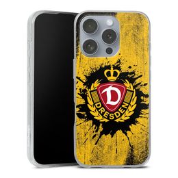 DeinDesign iPhone 16 Pro Handy Silikon H&uuml;lle Case transparent Handyh&uuml;lle Official Licensed Product Soccer Sg Dynamo Dresden Silikon Case