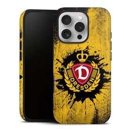DeinDesign iPhone 16 Pro Handy Panzer Handyh&uuml;lle robuste Outdoor H&uuml;lle Schutzh&uuml;lle gl&auml;nzend Official Licensed Product Soccer Sg Dynamo Dresden Tough Case