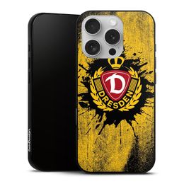 DeinDesign iPhone 16 Pro Handy Slim Case extra d&uuml;nn Silikon Handyh&uuml;lle schwarz H&uuml;lle Official Licensed Product Soccer Sg Dynamo Dresden Silikon Slim Case