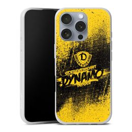 DeinDesign iPhone 16 Pro Handy Silikon H&uuml;lle Case wei&szlig; Handyh&uuml;lle Logo Official Licensed Product Sg Dynamo Dresden Silikon Case