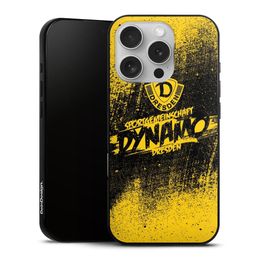 DeinDesign iPhone 16 Pro Handy Slim Case extra d&uuml;nn Silikon Handyh&uuml;lle schwarz H&uuml;lle Logo Official Licensed Product Sg Dynamo Dresden Silikon Slim Case
