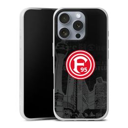 DeinDesign iPhone 16 Pro Handy Silikon H&uuml;lle Case wei&szlig; Handyh&uuml;lle Official Licensed Product Logo Fortuna D&uuml;sseldorf Silikon Case
