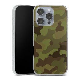 DeinDesign iPhone 16 Pro Handy Silikon H&uuml;lle Case transparent Handyh&uuml;lle Camouflage Tarnmuster Army Silikon Case