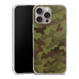 DeinDesign iPhone 16 Pro Max Handy Silikon H&uuml;lle Case transparent Handyh&uuml;lle Camouflage Tarnmuster Army Silikon Case