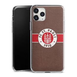 DeinDesign iPhone 11 Pro Max Handy Silikon H&uuml;lle Case transparent Handyh&uuml;lle Fc St. Pauli Official Licensed Product Logo Silikon Case