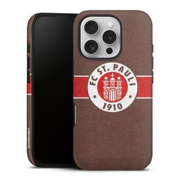 DeinDesign iPhone 16 Pro Handy Panzer Handyh&uuml;lle robuste Outdoor H&uuml;lle Schutzh&uuml;lle matt Fc St. Pauli Logo Official Licensed Product Tough Case