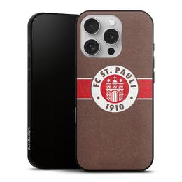 DeinDesign iPhone 16 Pro Handy Slim Case extra d&uuml;nn Silikon Handyh&uuml;lle schwarz H&uuml;lle Fc St. Pauli Logo Official Licensed Product Silikon Slim Case
