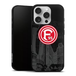 DeinDesign iPhone 16 Pro Handy Slim Case extra d&uuml;nn Silikon Handyh&uuml;lle schwarz H&uuml;lle Official Licensed Product Logo Fortuna D&uuml;sseldorf Silikon Slim Case