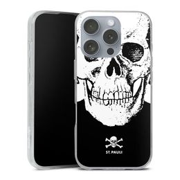 DeinDesign iPhone 16 Pro Handy Silikon H&uuml;lle Case transparent Handyh&uuml;lle Totenkopf Fc St. Pauli Official Licensed Product Silikon Case