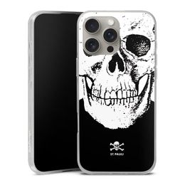 DeinDesign iPhone 16 Pro Max Handy Silikon H&uuml;lle Case transparent Handyh&uuml;lle Totenkopf Fc St. Pauli Official Licensed Product Silikon Case