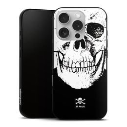 DeinDesign iPhone 16 Pro Handy Slim Case extra d&uuml;nn Silikon Handyh&uuml;lle schwarz H&uuml;lle Totenkopf Fc St. Pauli Official Licensed Product Silikon Slim Case