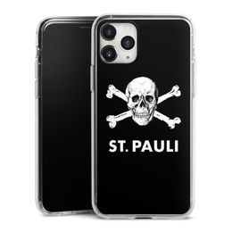 DeinDesign iPhone 11 Pro Max Handy Silikon H&uuml;lle Case transparent Handyh&uuml;lle Official Licensed Product Fc St. Pauli Totenkopf Silikon Case