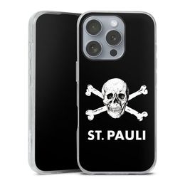 DeinDesign iPhone 16 Pro Handy Silikon H&uuml;lle Case transparent Handyh&uuml;lle Totenkopf Fc St. Pauli Official Licensed Product Silikon Case